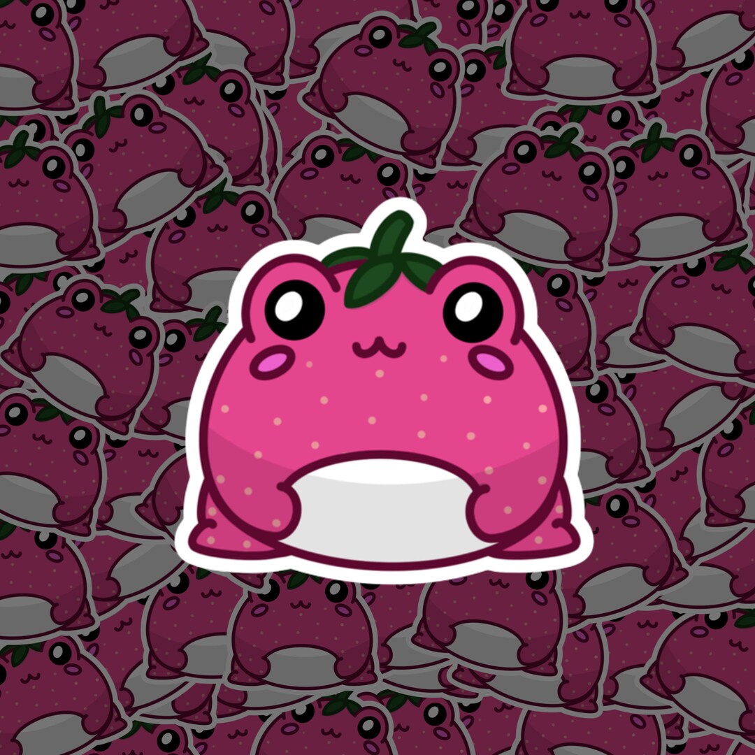Strawberry Frog Sticker, Frog Sticker, Cute Toad Sticker, Strawberry ...