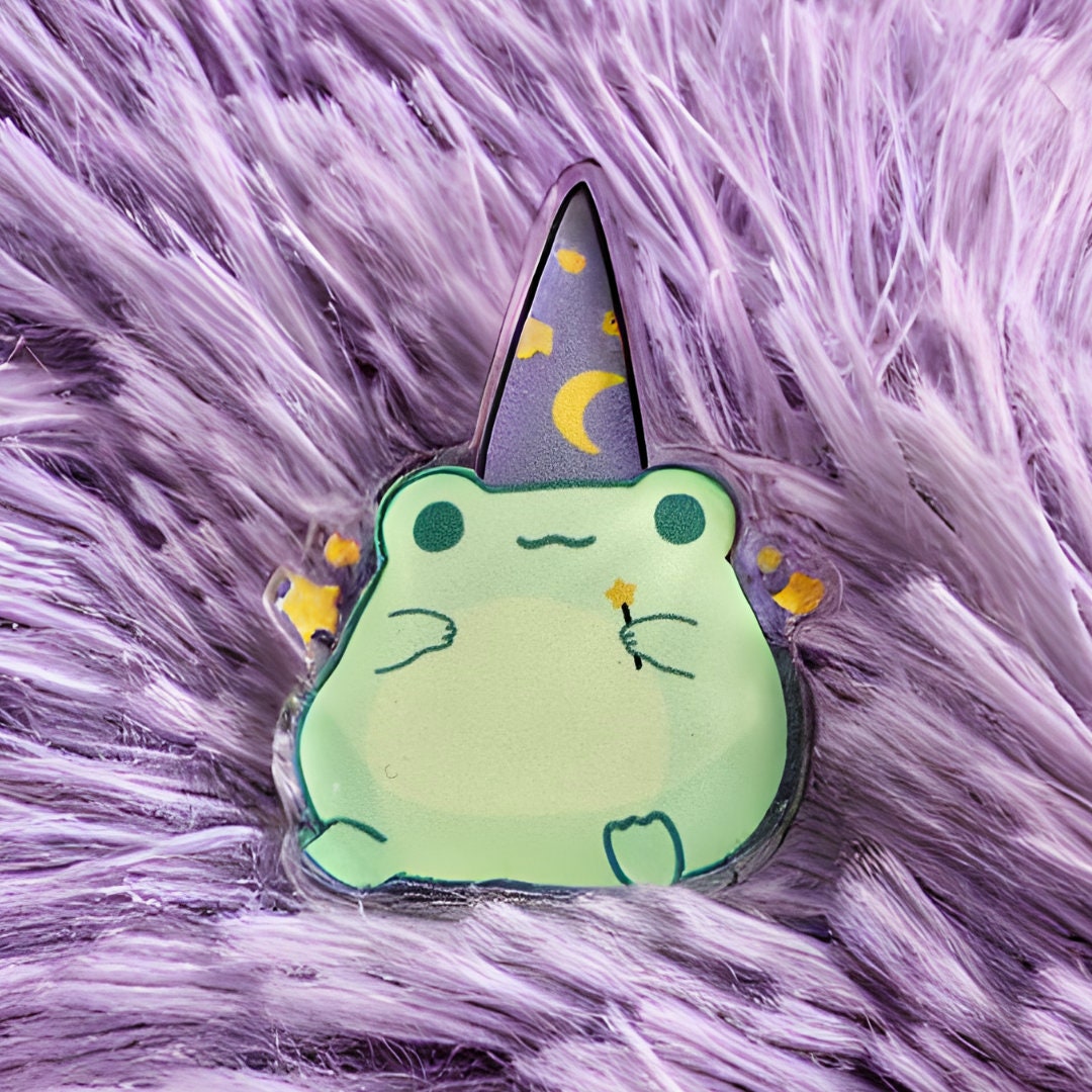 Frog Wizard Acrylic Pin, Frog Wizard Pin, Cute Frog Pin, Frog Wizard ...