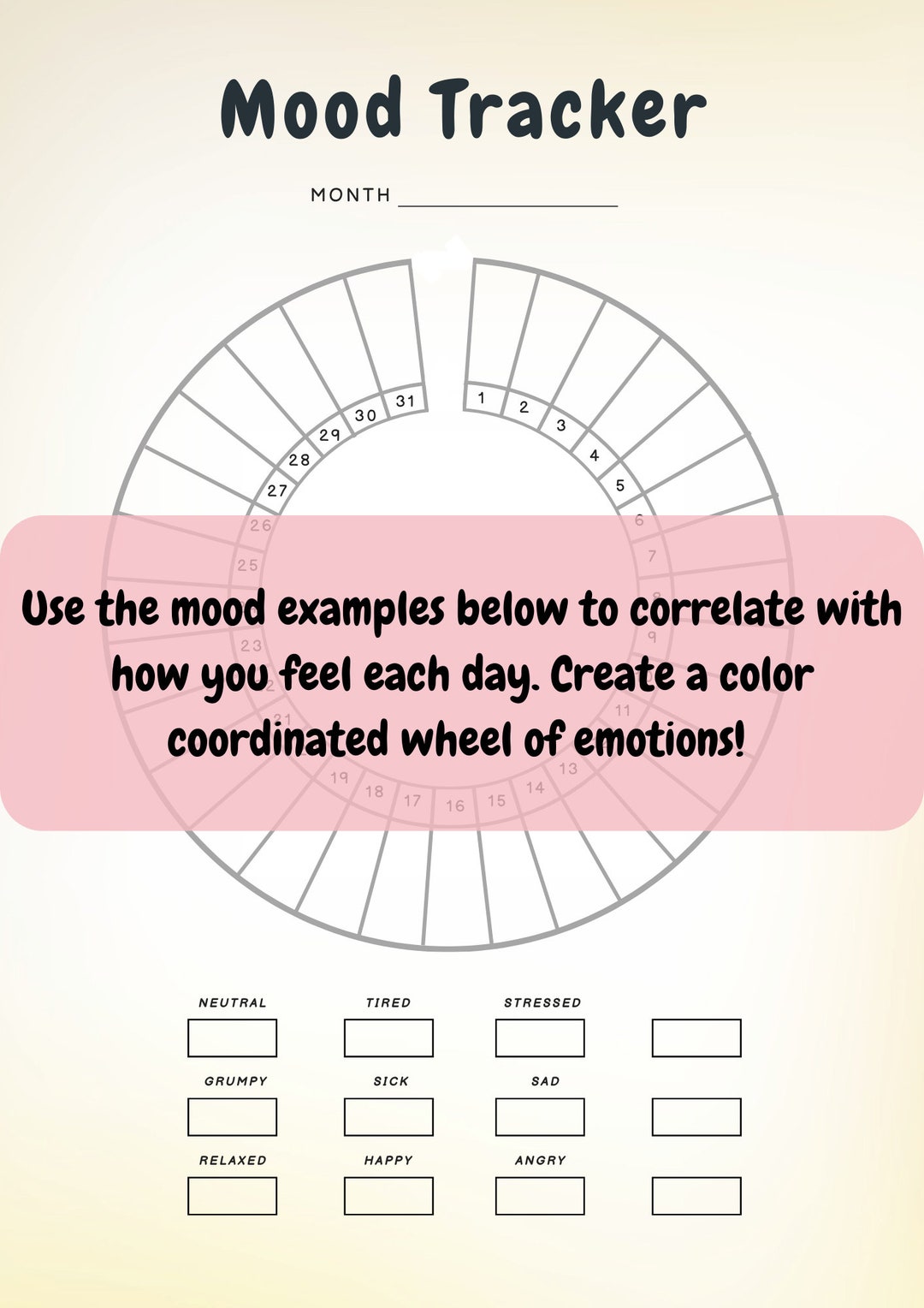 Mood Tracker, Emotions Tracker, Well-being, Planner Insert, Daily Check ...