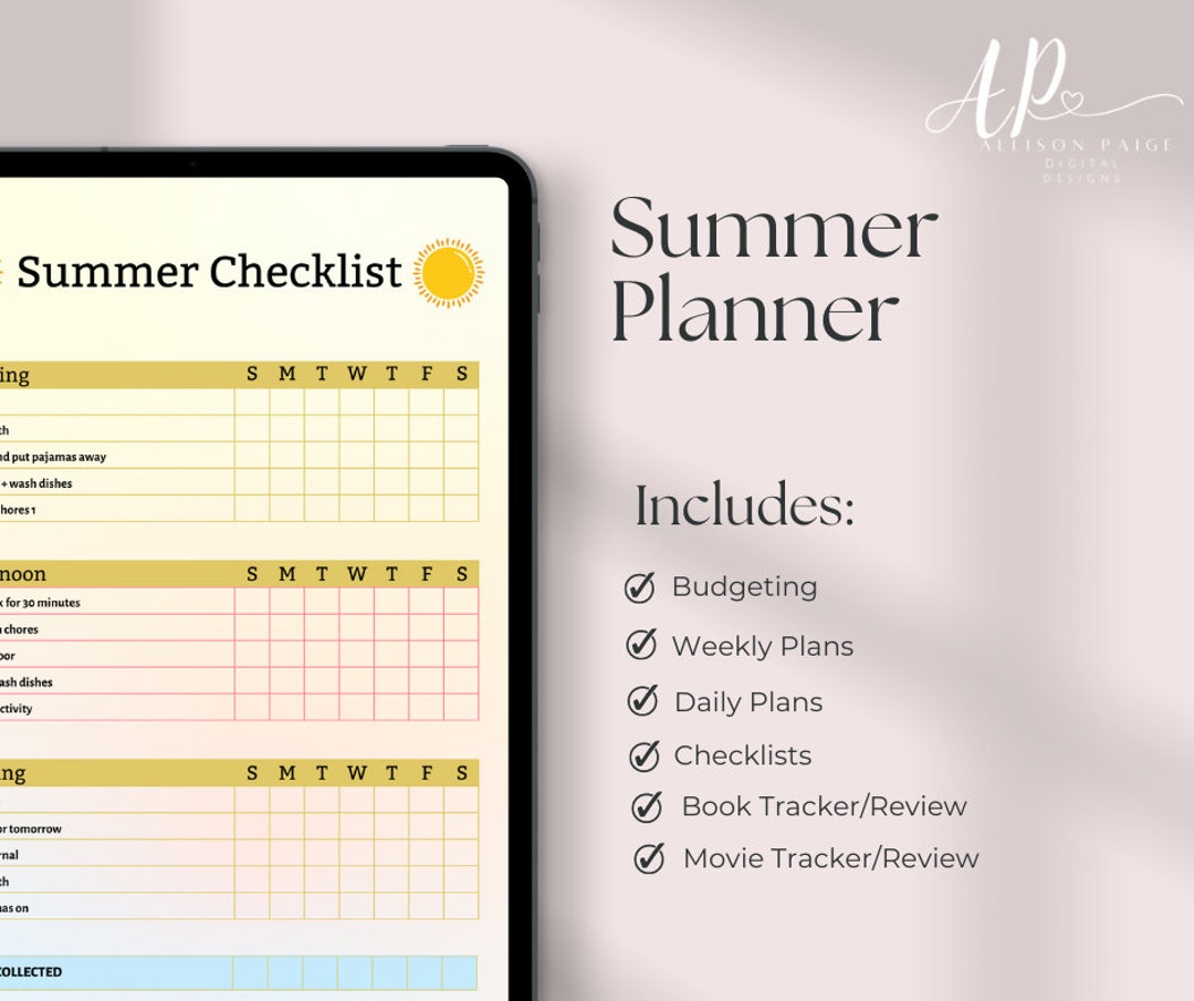 Printable Summer Planner for Kids, Activities, Goal Setting (digital ...