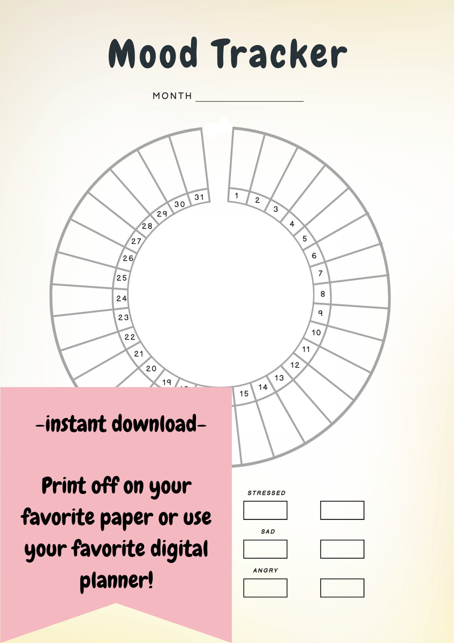Mood Tracker, Emotions Tracker, Well-being, Planner Insert, Daily Check ...