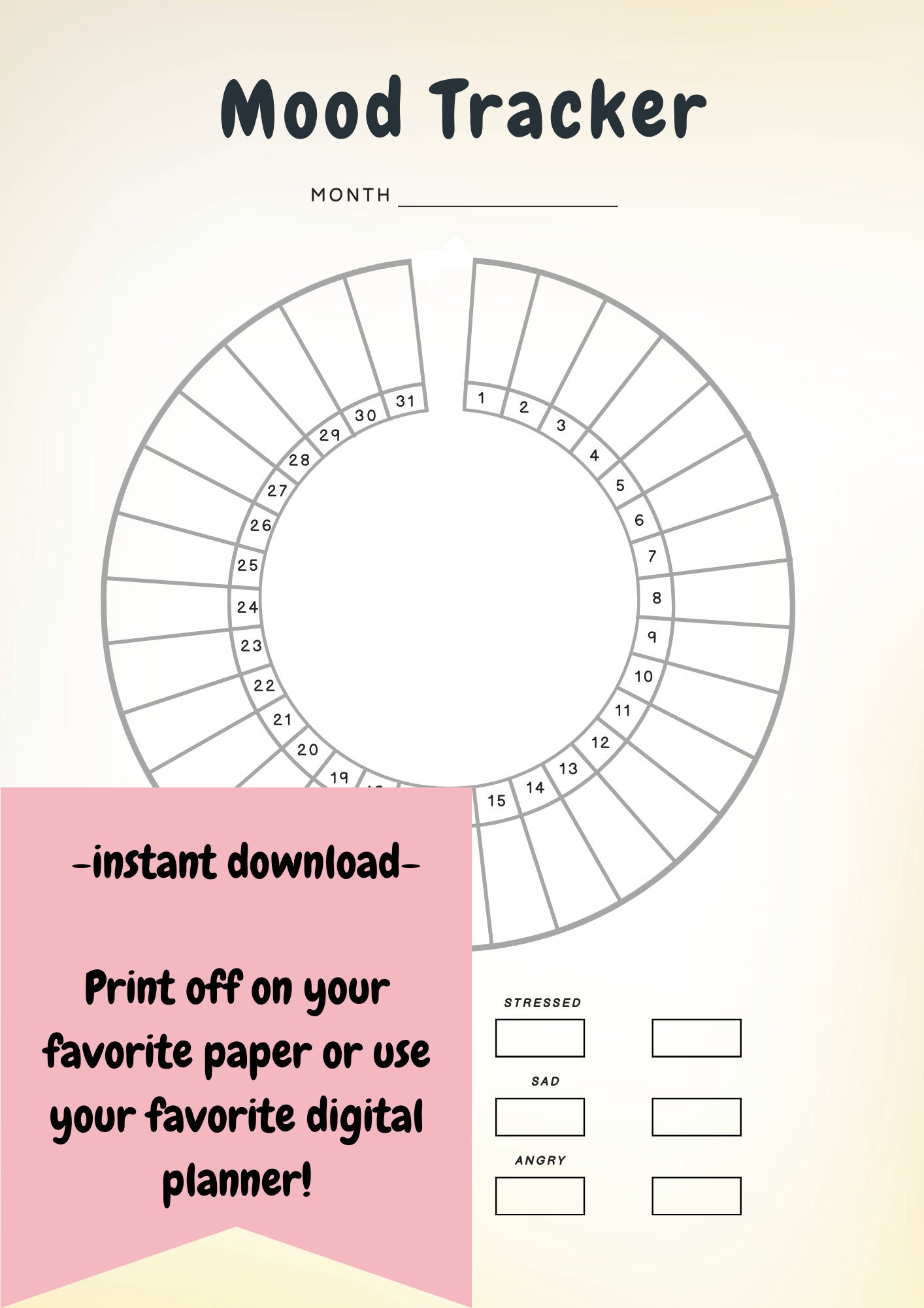 Mood Tracker, Emotions Tracker, Well-being, Planner Insert, Daily Check ...