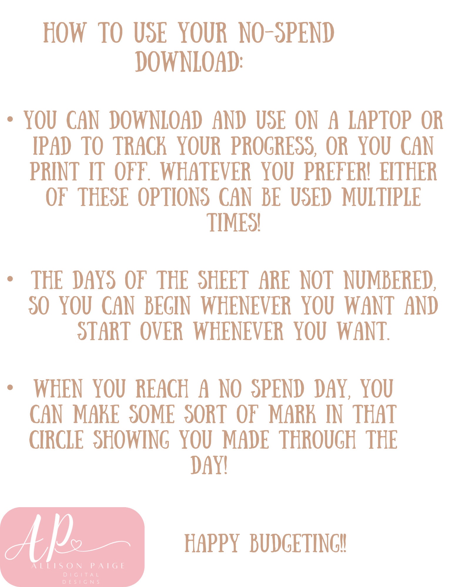 30 Day No-spend Challenge Digital Download - Etsy