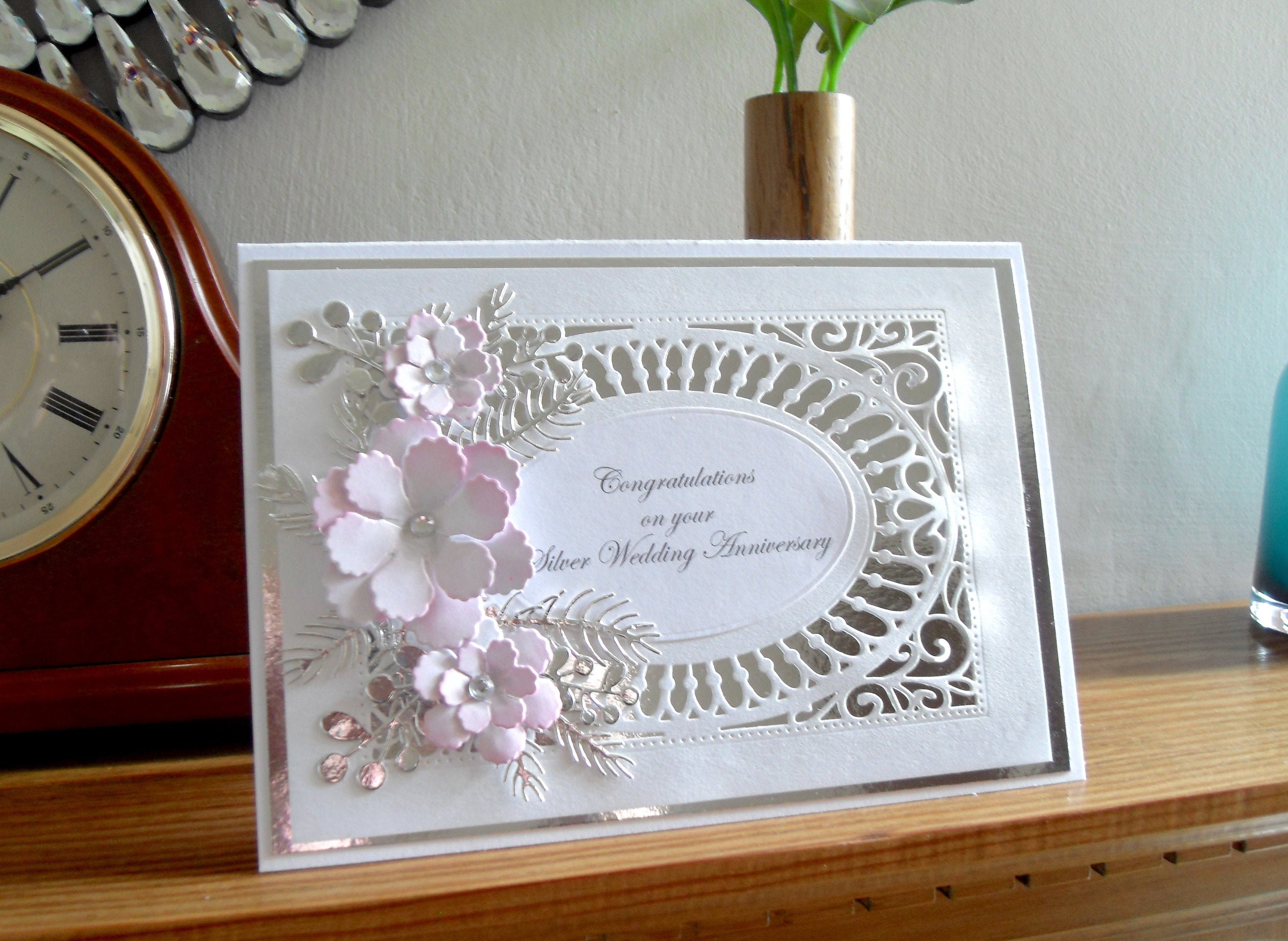 Handmade Personalised Silver Wedding 25th Anniversary Card Etsy Handmade Personalised Silver Wedding 25th Anniversary Card Etsy
