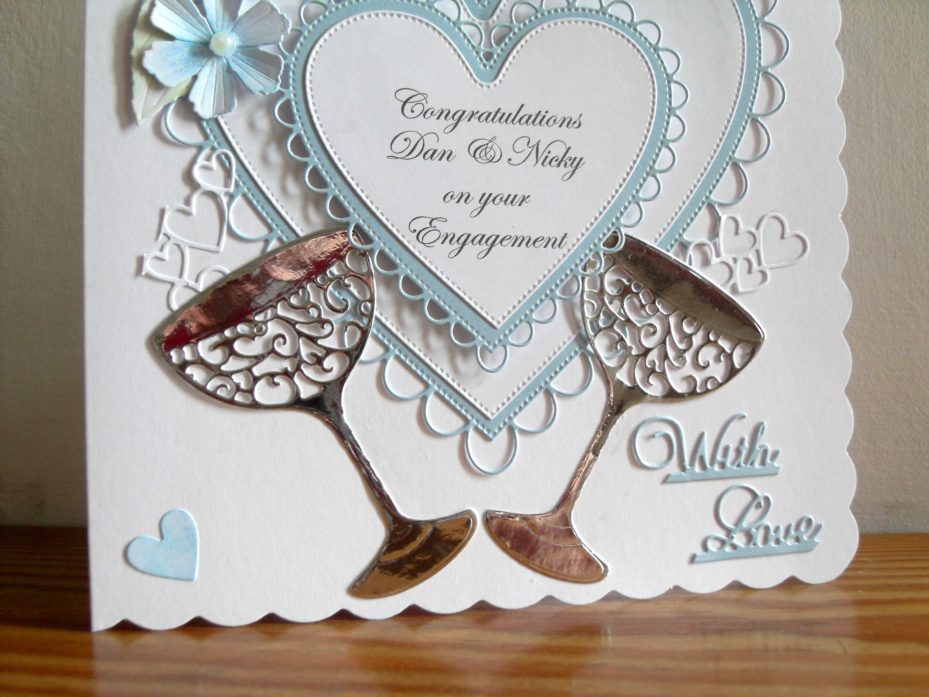 Handmade Personalised Engagement Card - Hearts & Flowers. - Etsy UK