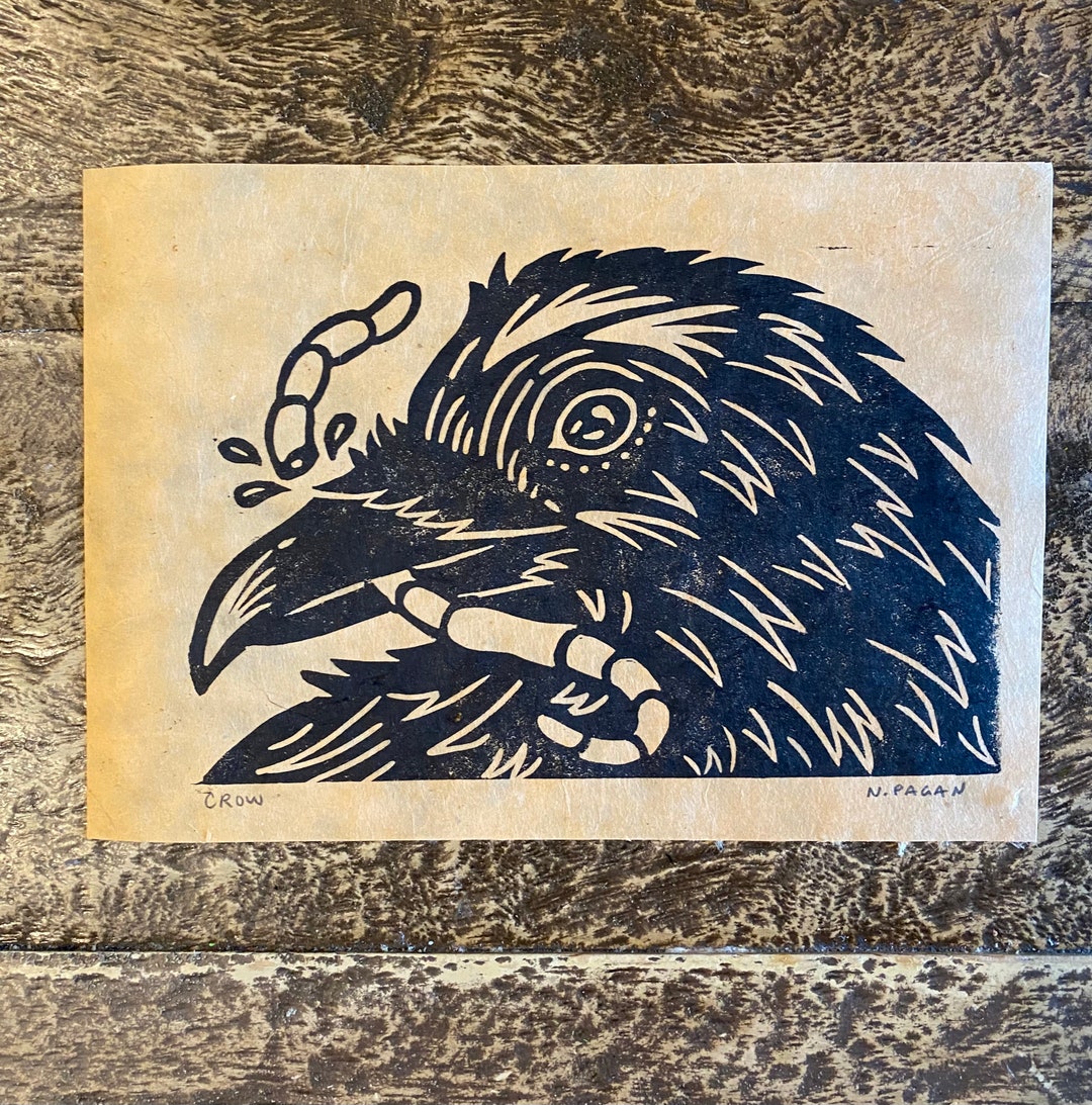 Crow Original Linocut Print - Etsy