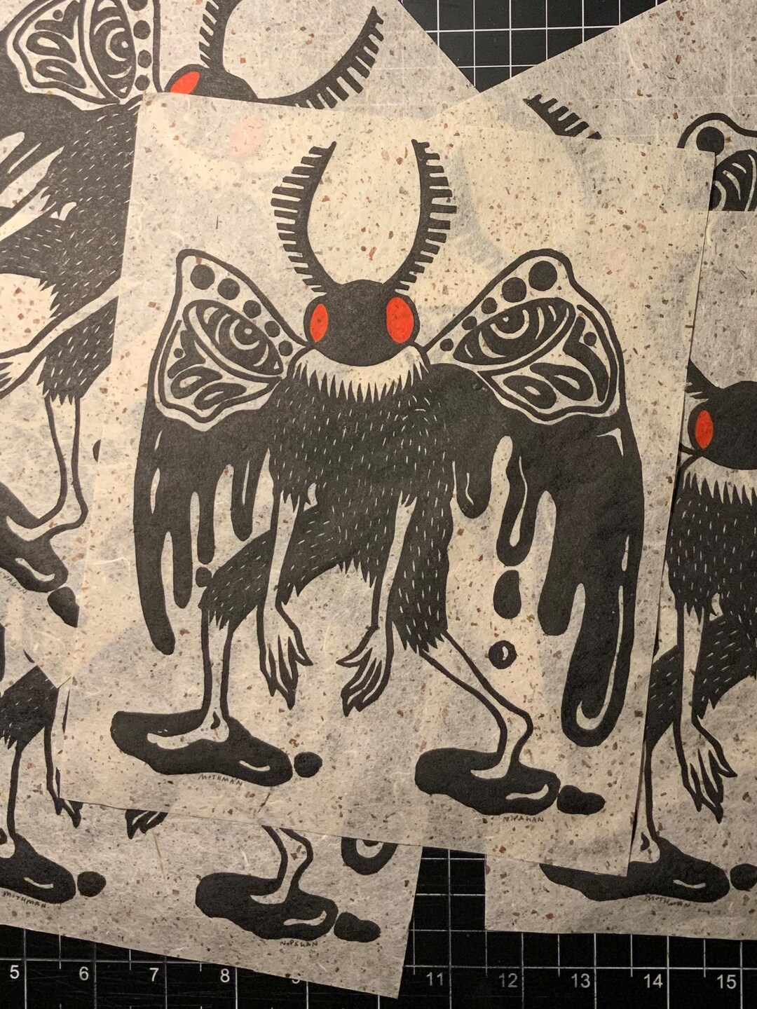 Mothman Original Linocut Print - Etsy