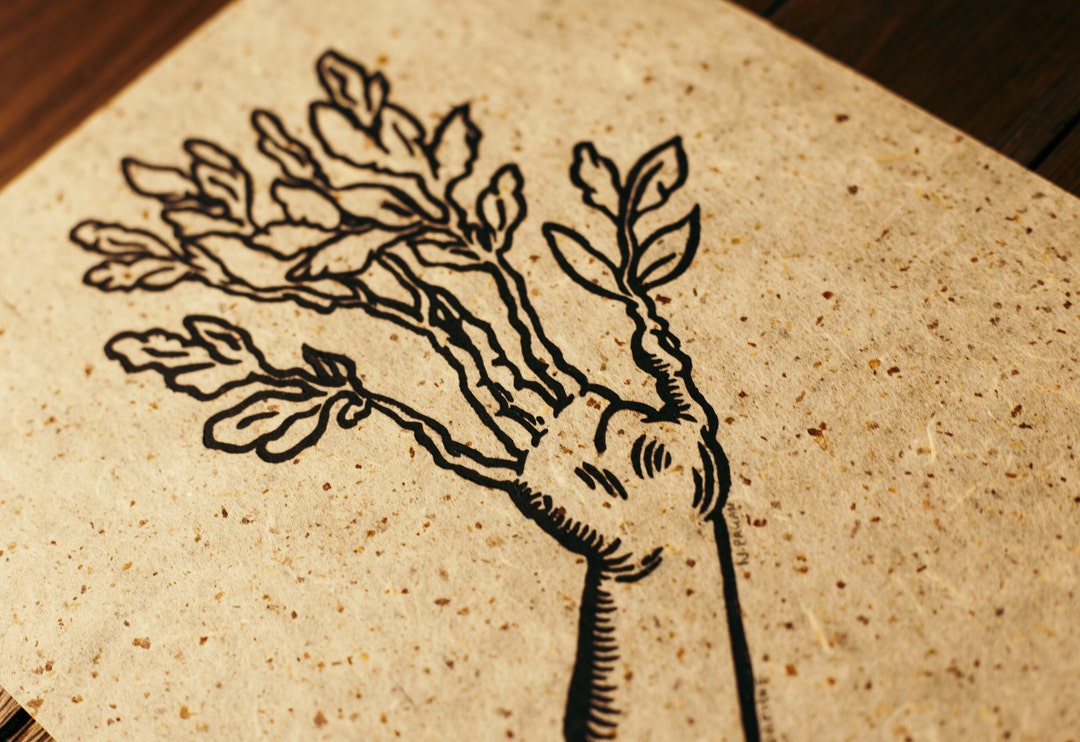 Daphne Nymph Hand Original Linocut Print - Etsy