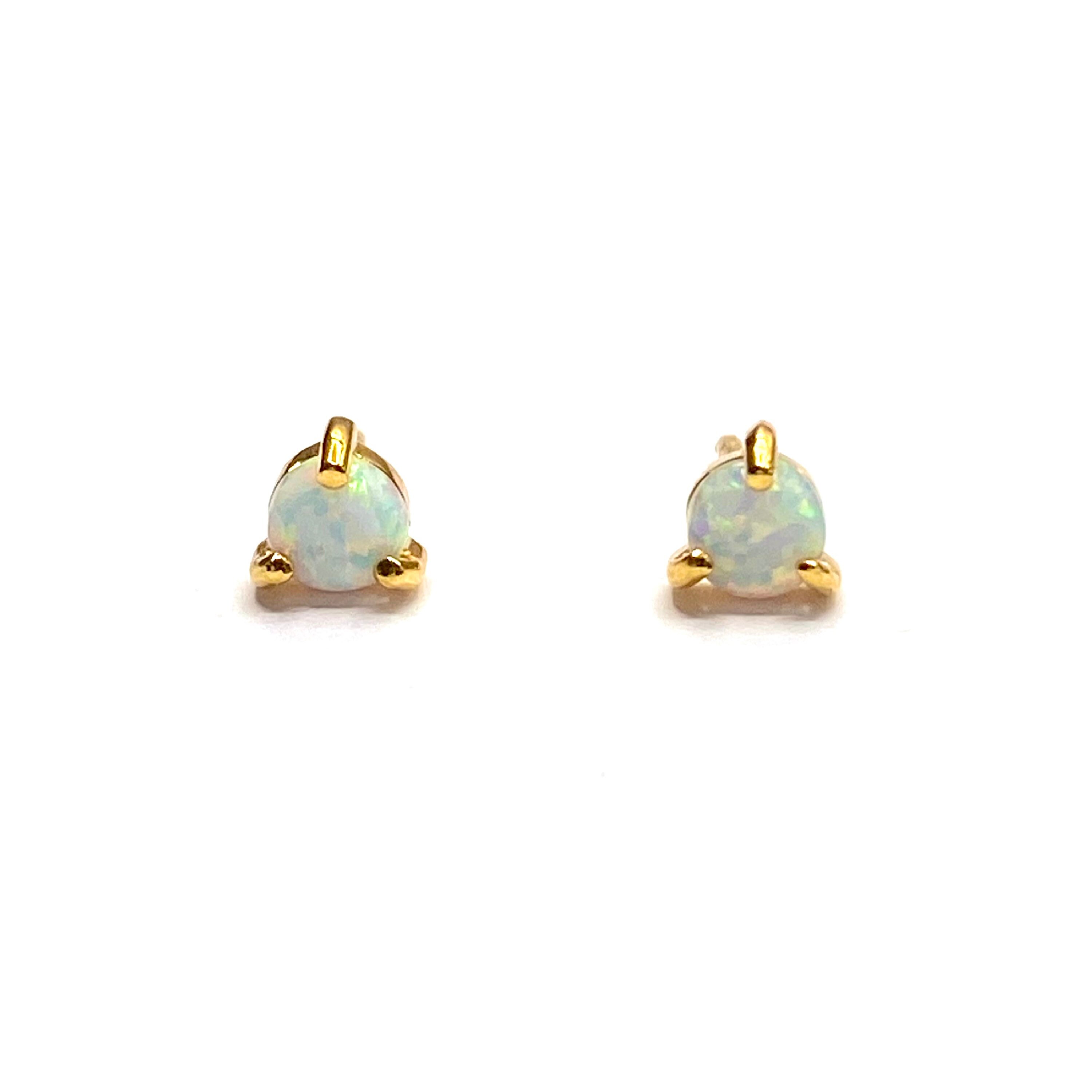 Opal Stud Earrings In 14k Gold Ruby Oscar