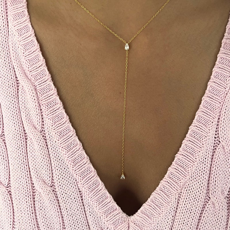 Gold Lariat Necklace - Etsy