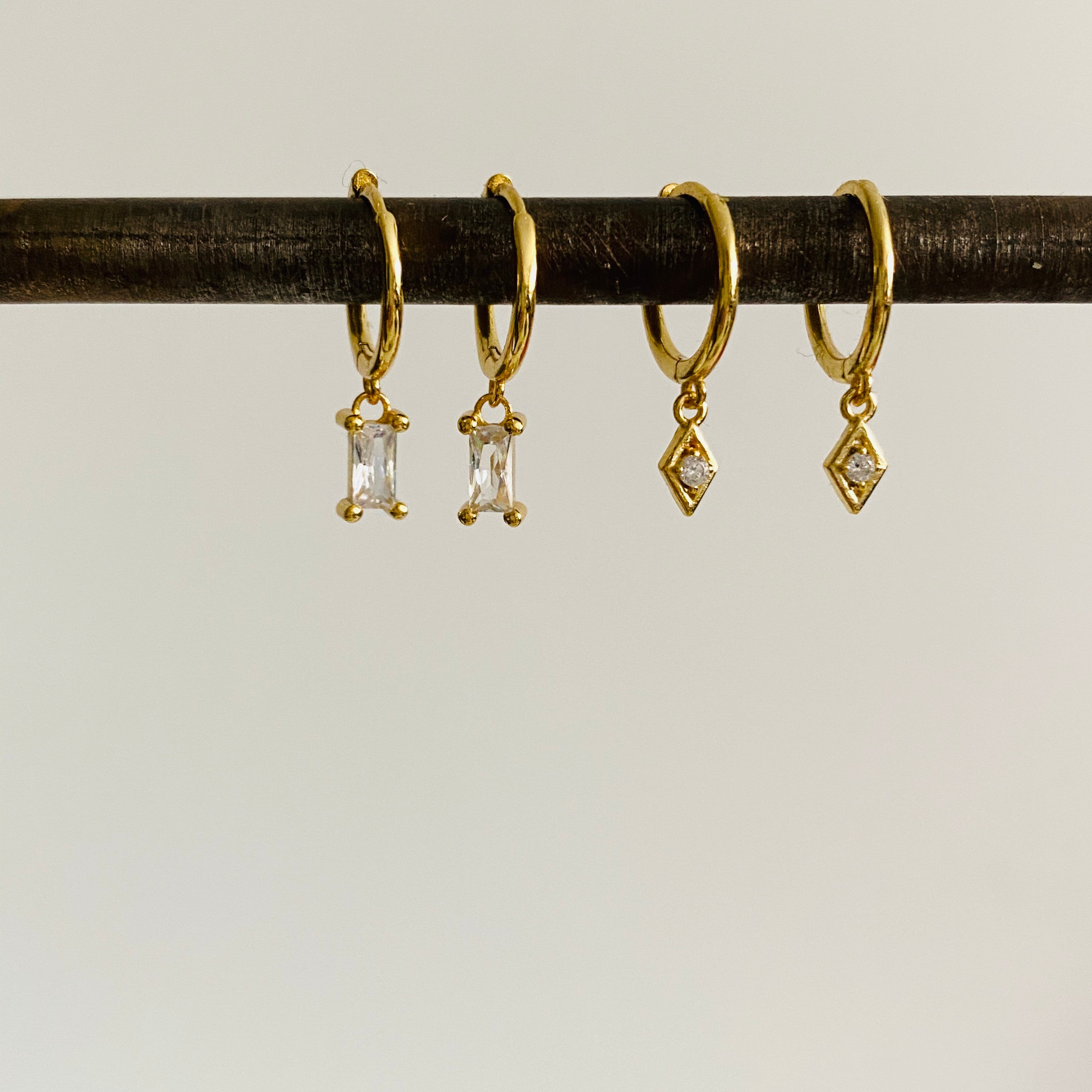 Dangle Hoop Earrings Charm Hoops Tiny Charm Minimalist - Etsy