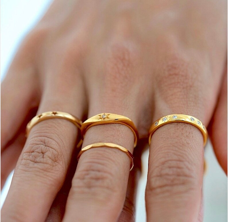 Mini Signet Ring Signet Star Ring Stackable Ring Gold Ring | Etsy