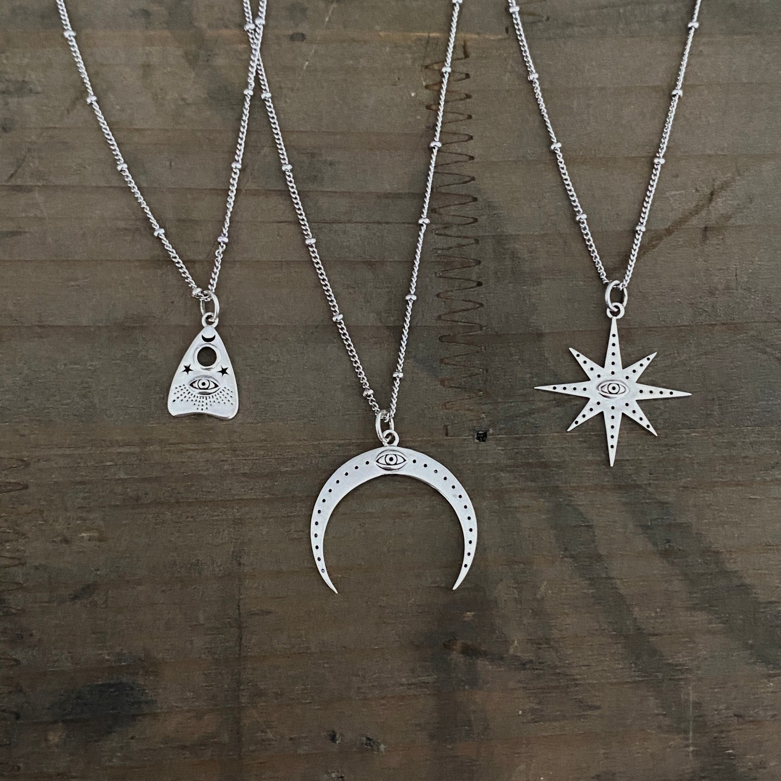 Third eye moon pendant celestial necklace moon necklace | Etsy