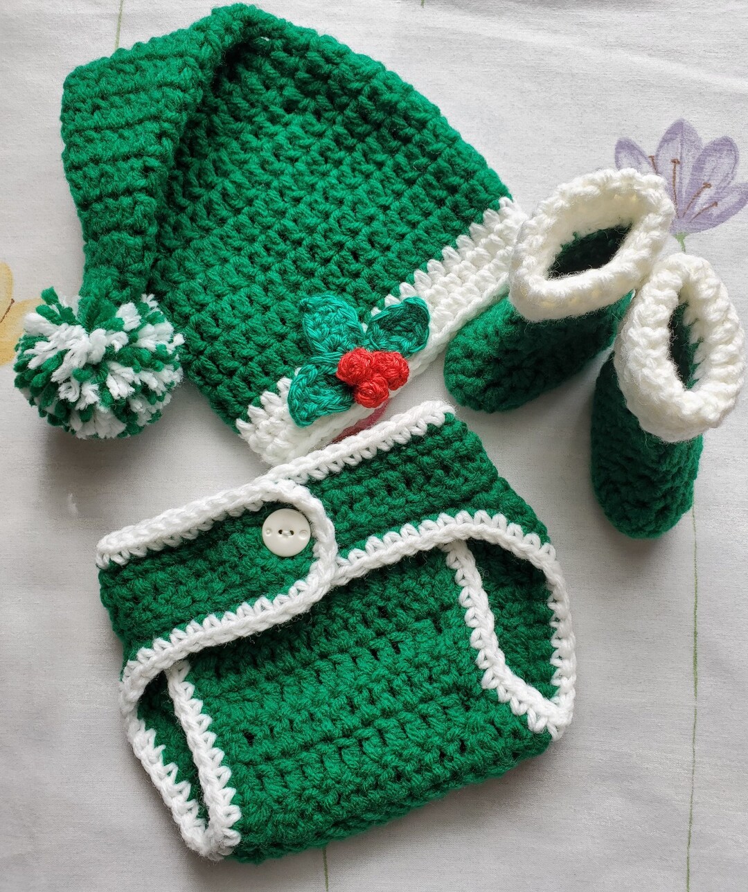 Baby Santa, Elf Crochet Newborn Diaper Cover Set - Santa Baby, Elf on ...