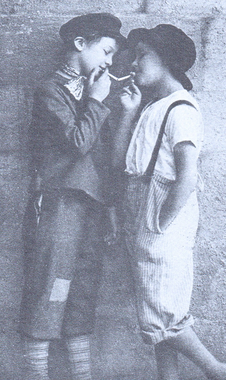 Little Smoking Boys, Reprint From Vintage Postcard of 20s - Etsy