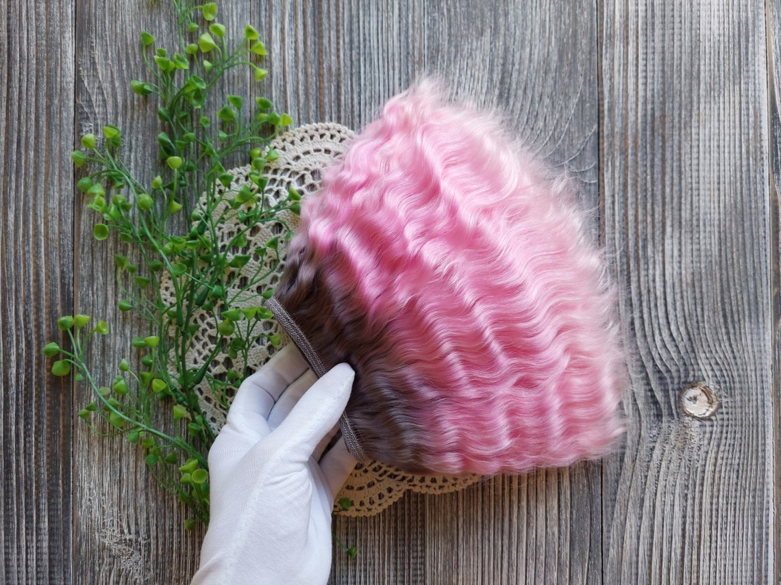 Mohair Weft (ash-pink) Mohair Doll Hair Organic. Weft Mohair Strands ...