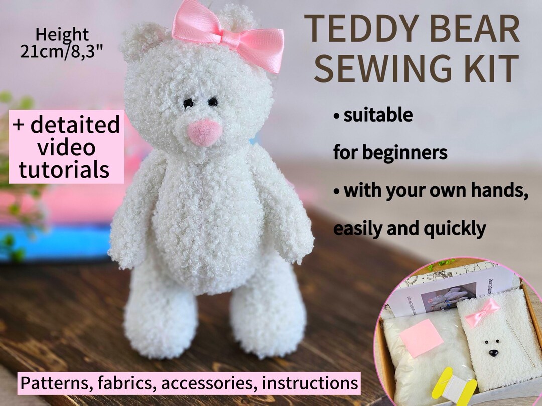 Teddy Bear Sewing Kit. Bear Sewing Pattern. All in One Box. Video ...