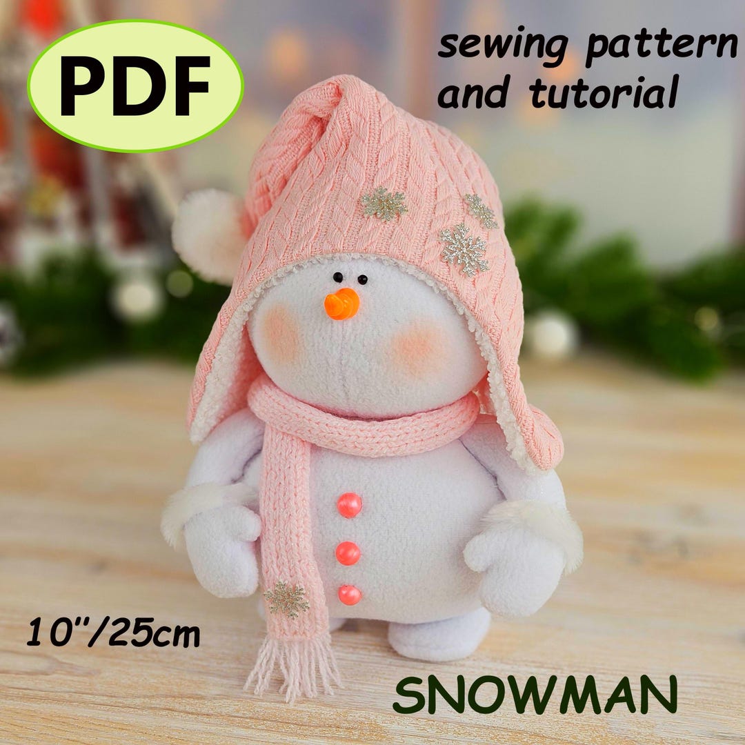 Snowman Sewing Pattern PDF – Plush Christmas Snowman Tutorial 25 Cm ...