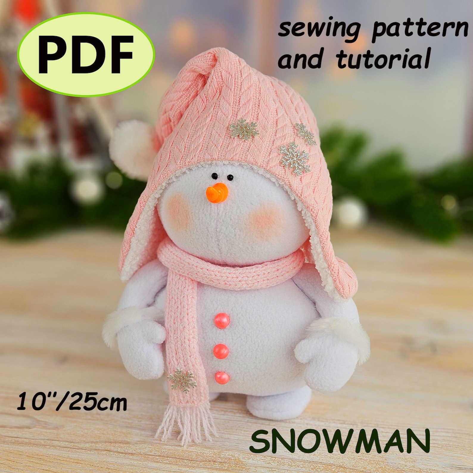 Snowman Sewing Pattern PDF – Plush Christmas Snowman Tutorial 25 Cm ...