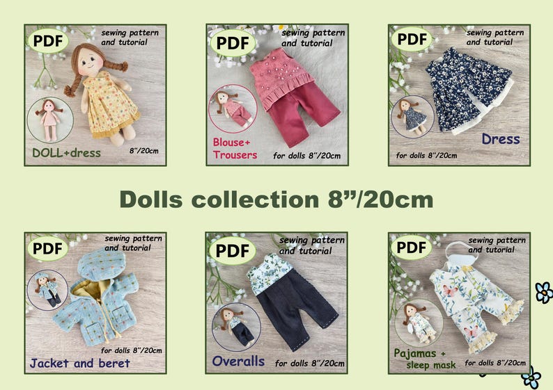 Doll Sewing Pattern PDF | 20cm Cloth Soft Doll + Dress Tutorial - Etsy