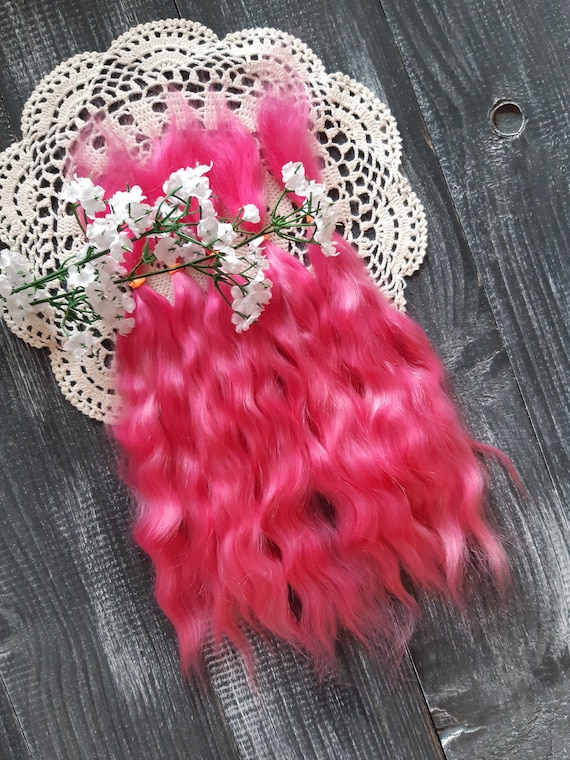 Organic hair Pink Angora hair. Doll hair doll Reborn hair | Etsy