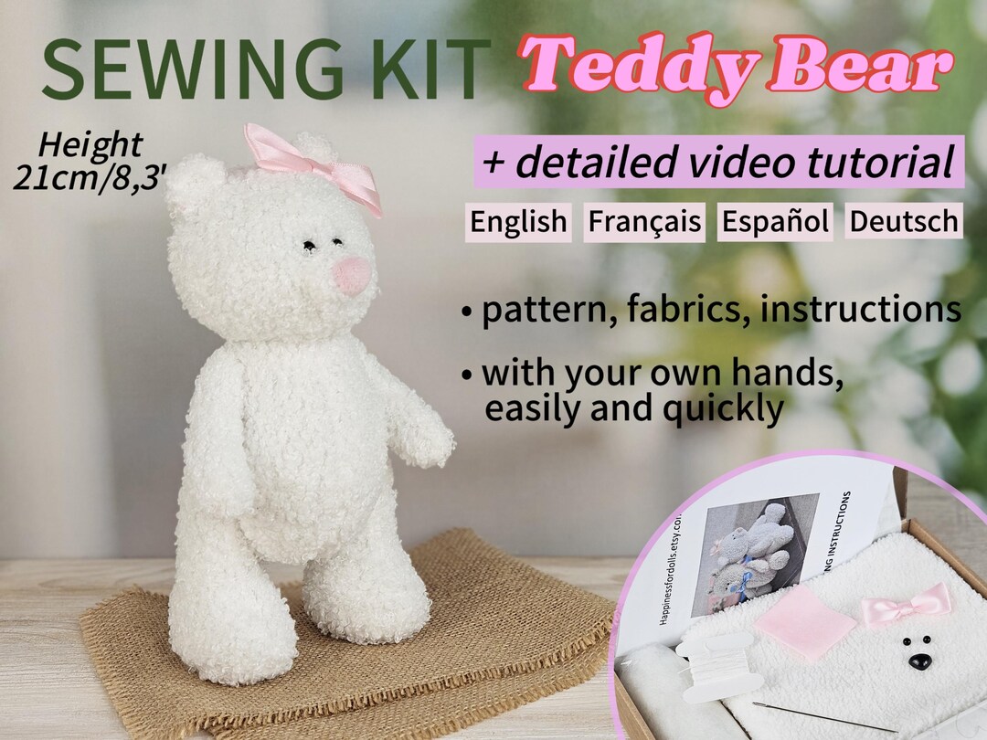 Complete 21cm/8.3in Teddy Bear Sewing Kit Easy to Use Teddy Bear Sewing ...