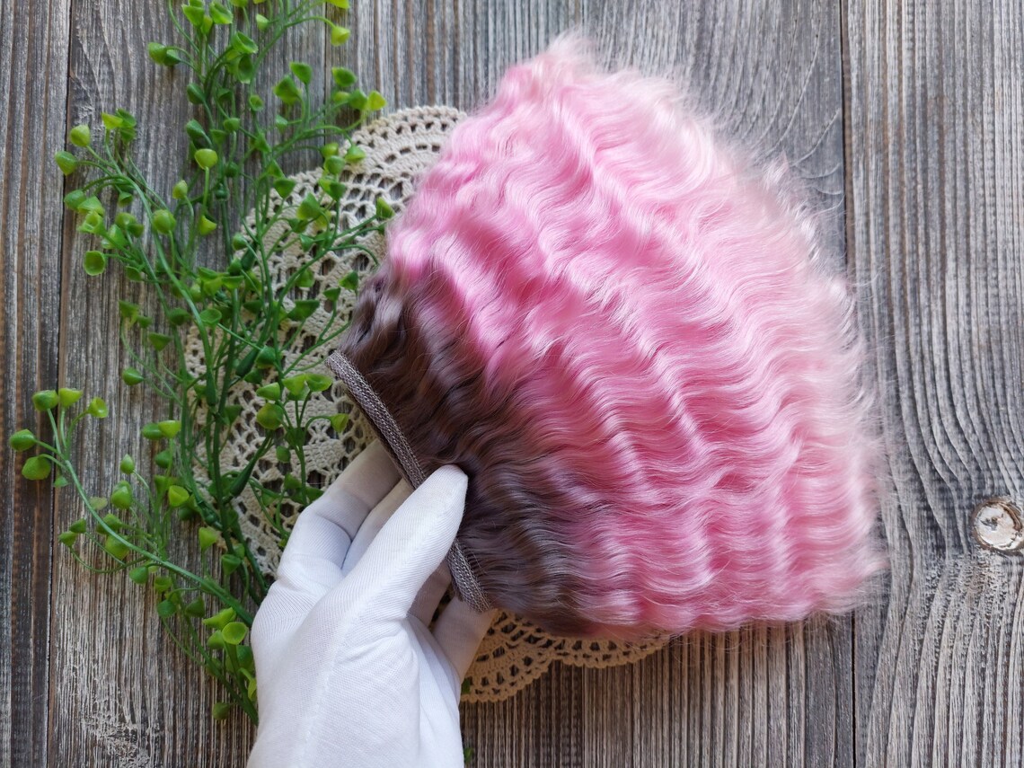 Mohair Weft (ash-pink) Mohair Doll Hair Organic. Weft Mohair Strands ...