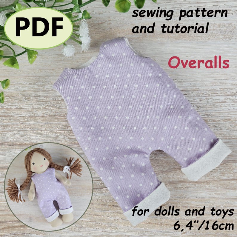 Doll Overalls Sewing Pattern PDF | 16cm Doll Clothes Tutorial - Etsy