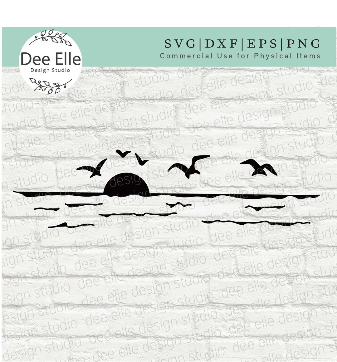 Sunset Over Ocean Scene Cut File | Sunset Scene SVG, Ocean Scene ...