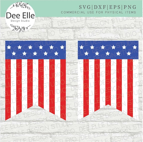 Patriotic Bunting Banner Flags SVG Fourth of July Svg Red - Etsy