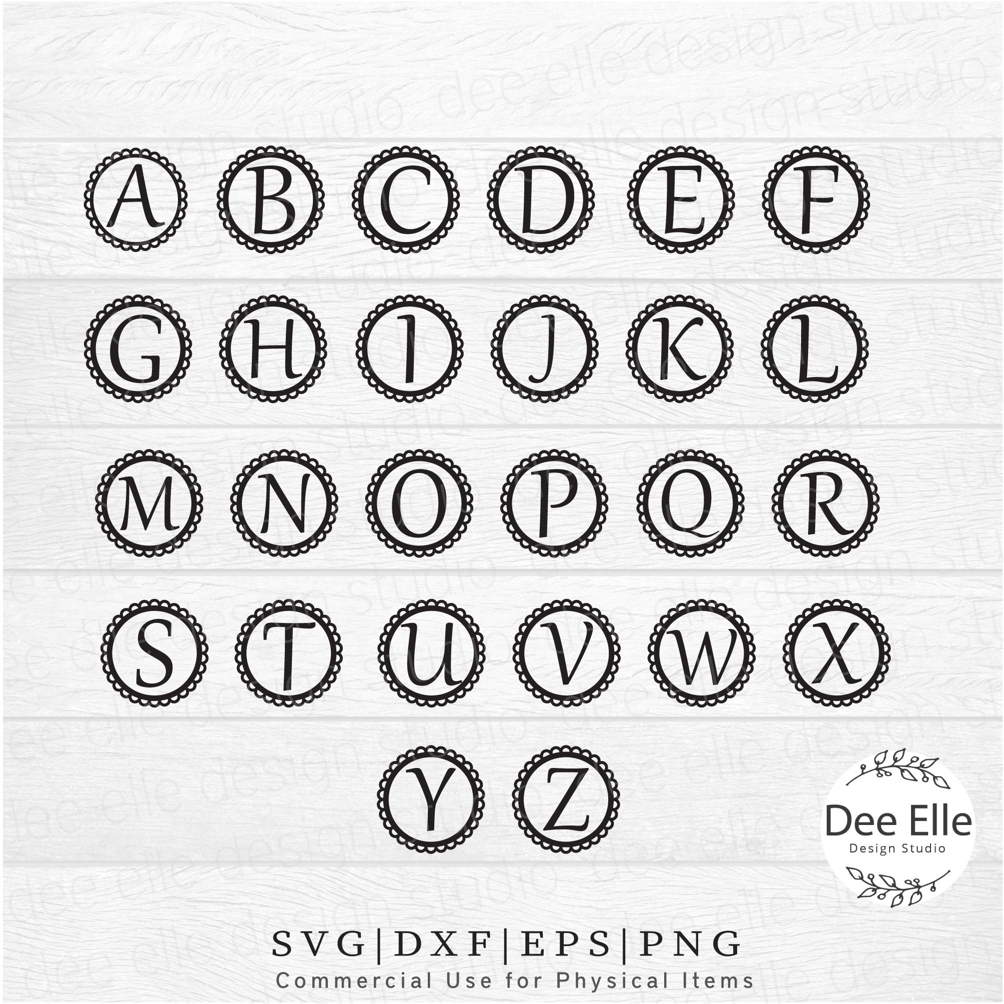 Lacey Circle Frame Monogram SVG Bundle: 26 Alphabet Letters (digital ...