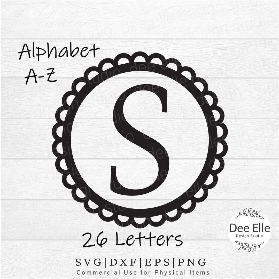 Lacey Circle Frame Monogram SVG Bundle: 26 Alphabet Letters (digital ...