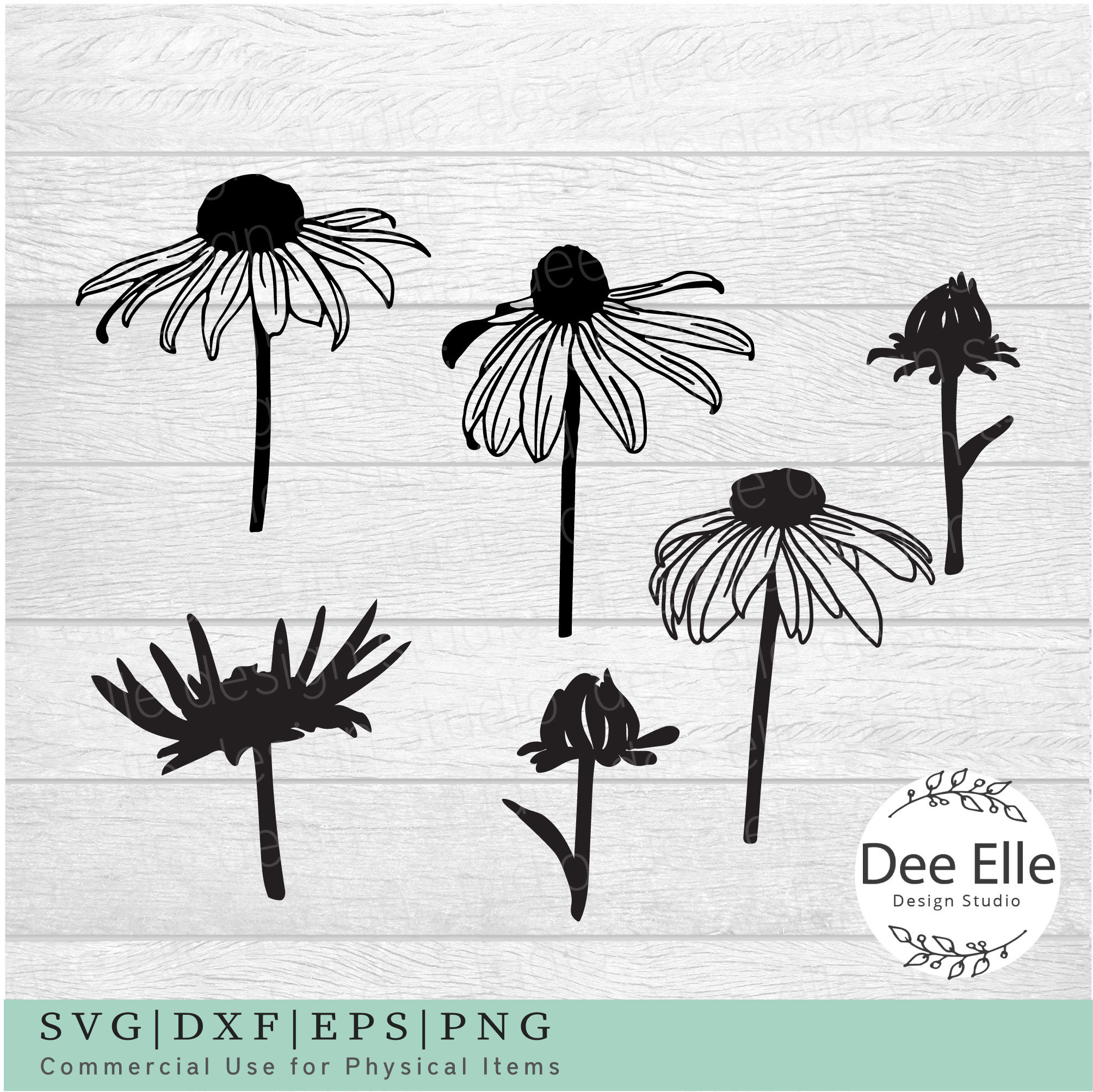 Black Eyed Susan Bundle SVG, Hand Drawn Flowers, Flower Cut Files ...