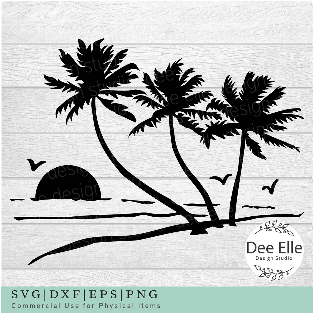 Palm Tree SVG, Tropical Svg, Beach Svg, Ocean Scene Svg, Beach Scene ...