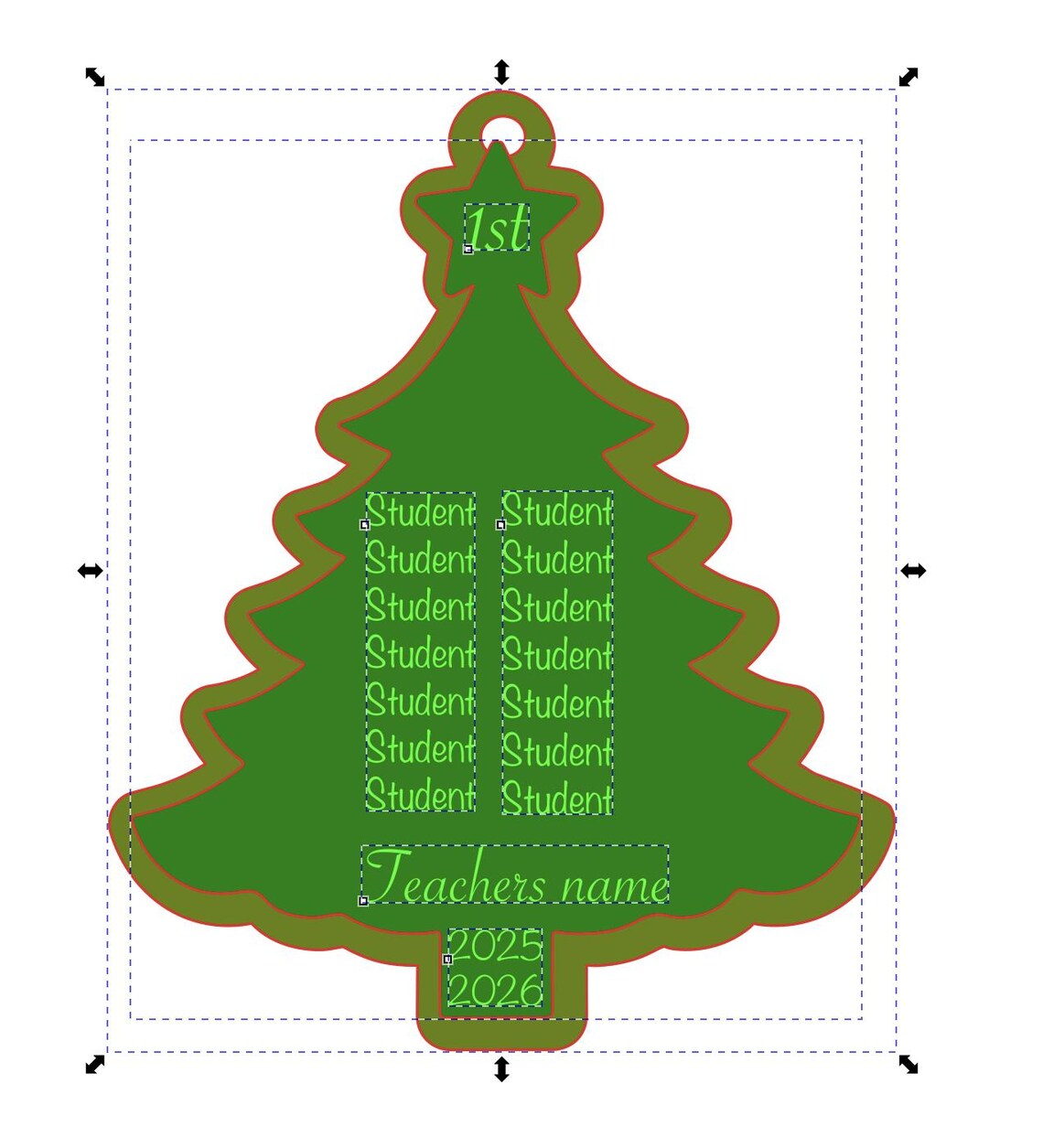 Teacher Christmas Ornament SVG | Class Roster Christmas Tree Template ...
