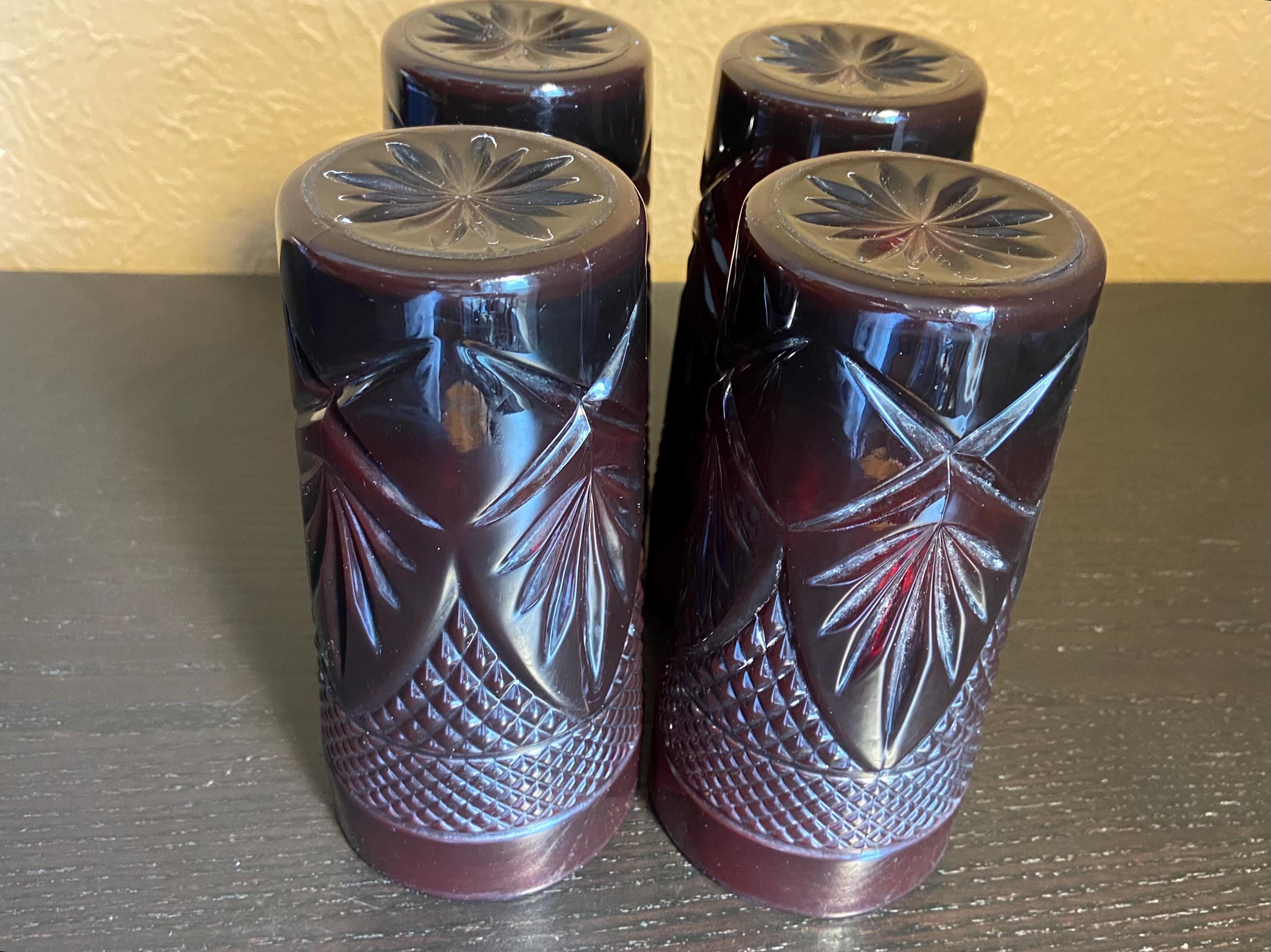 Set of 4 Antique Ruby Coolers / Flat Tumblers From Cristal D'arques ...