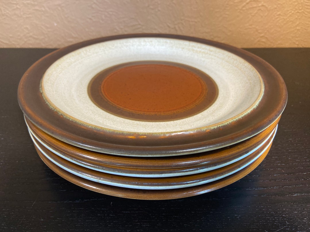Set of 5 Vintage 1970s Denby Potter's Wheel Rust Red Dinner Plates With ...