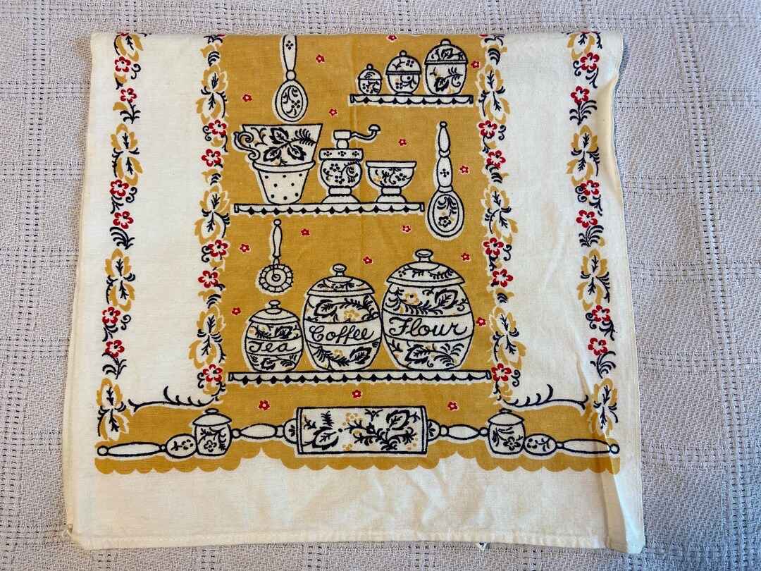 Vintage 1970s Startex Wonder-dri Kitchen Towel -- Mustard Yellow With ...