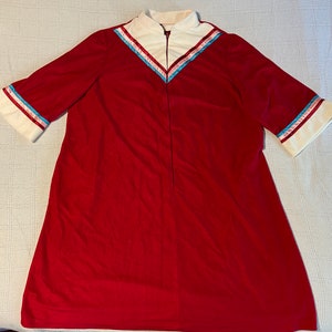 Vintage 1970s Jcpenney Red Velour Robe / Caftan -- Size XXL. 3/4 Zipper ...
