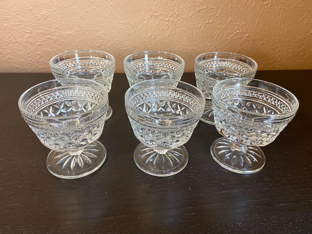 Set of 6 Vintage Anchor Hocking Clear Sherbets / Champagnes -- Wexford ...