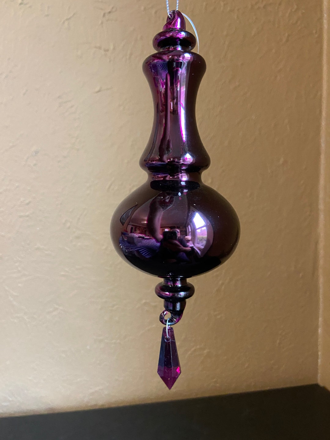 Set of 4 Vintage Glass Ornaments -- Purple 8-inch-long Baubles in Their ...