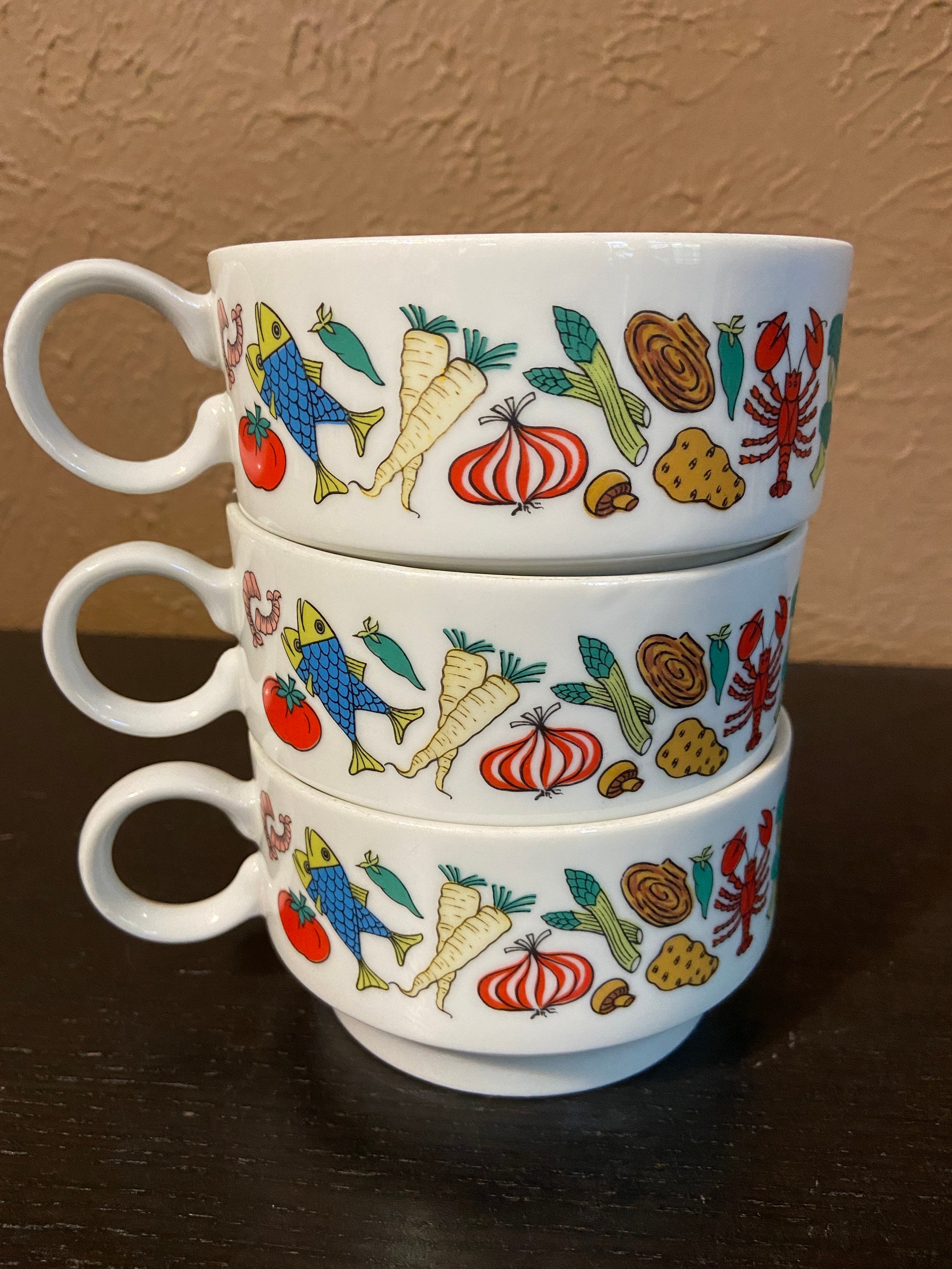 Set of 3 Vintage Stoneware Stackable Chowder Bowls - Etsy