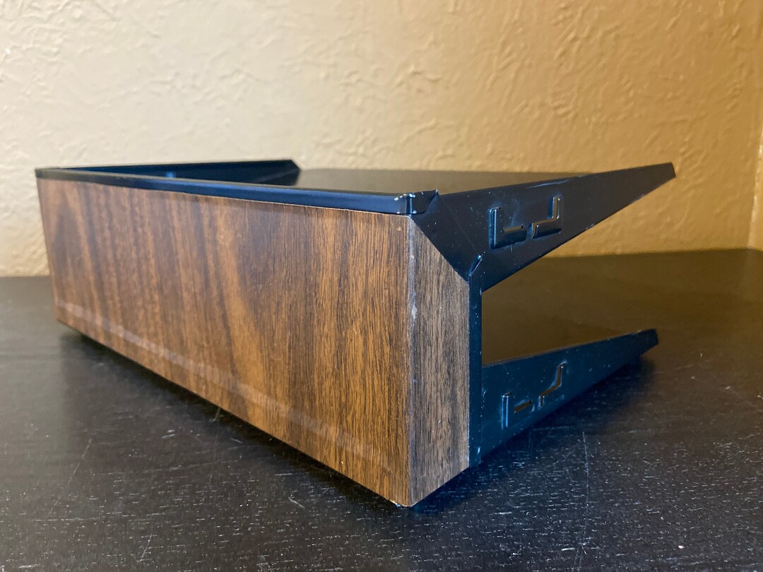 Vintage 1970s 2-shelf Paper Tray / File Folder Heavy Black Metal With ...