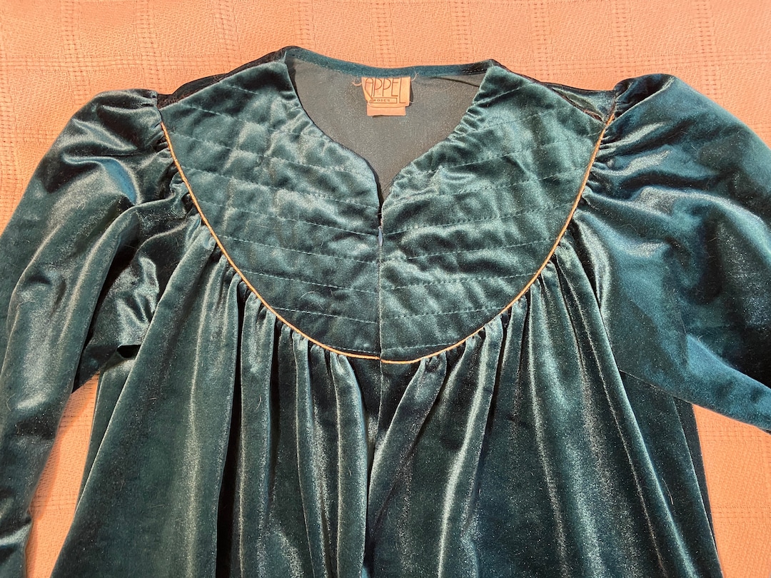 Vintage 1980s Velour Robe / Caftan From Appel Robes -- Jewel-tone Blue ...