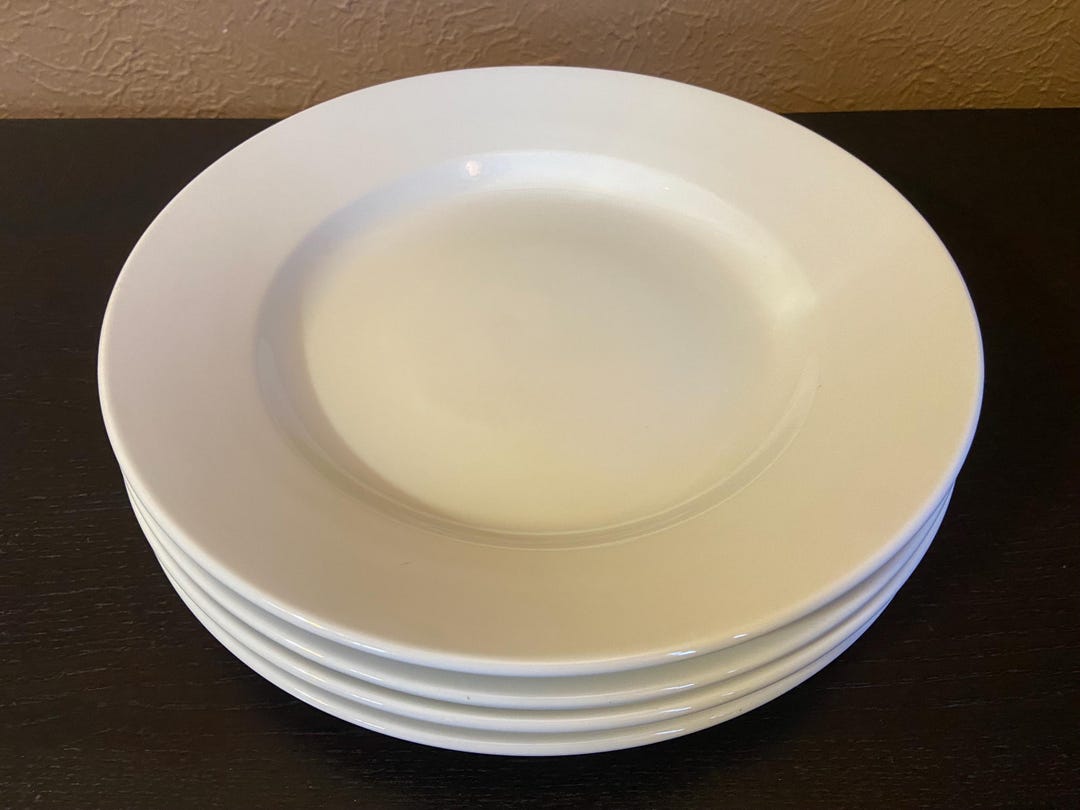 Set of 4 Apilco Porcelain Dinner Plates -- White Tradition Pattern ...