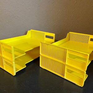 Set of 4 Vintage 1960s Yellow Stackable Paper Trays Eldon Office ...