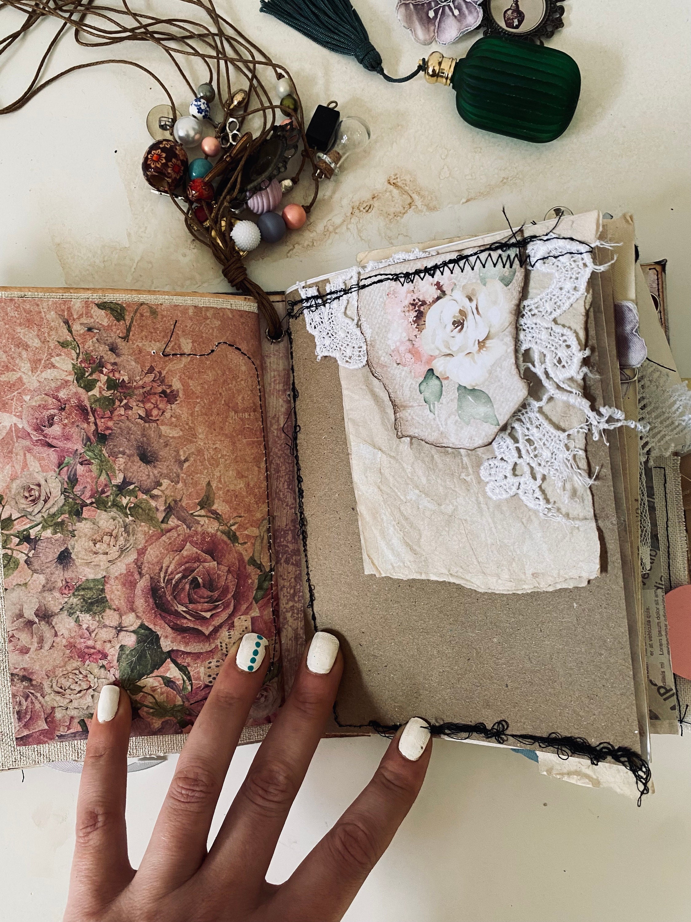 JUNK JOURNAL Handmade Vintage Story Writing Hard Cover Wrapped in ...