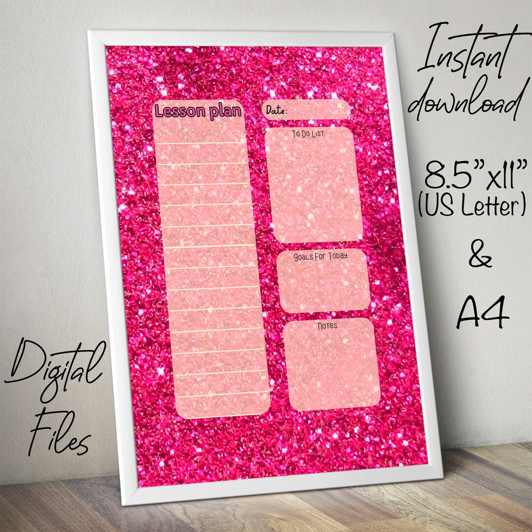 Hot Pink Daily Lesson Plan Template School Schedule Chart - Etsy