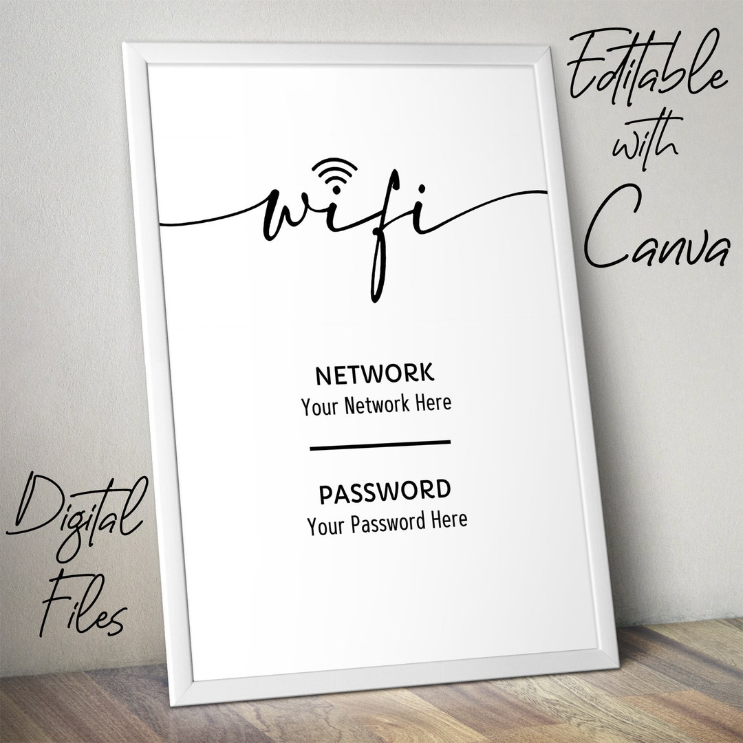 Wifi Password Sign Editable With Canva Wifi Password Sign Etsy