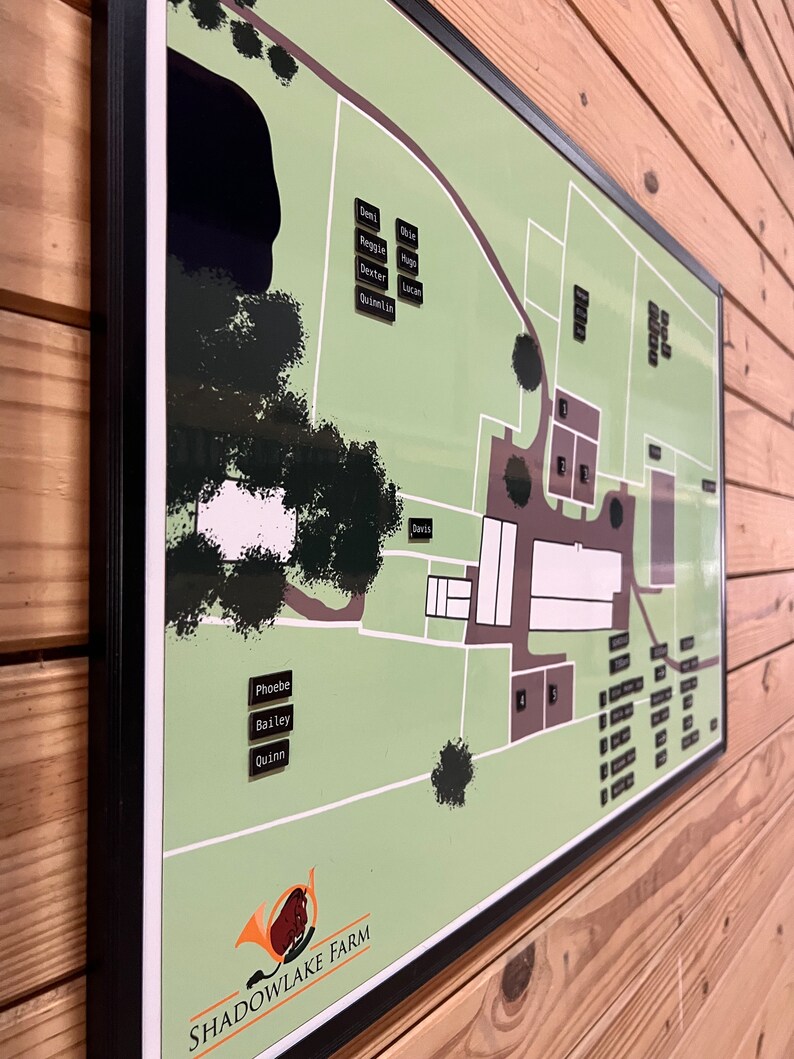 Horse Farm Property Map - Custom Equestrian Turnout Dry Erase, Magnetic ...